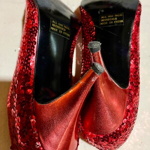 Prom Sparkle Vintage 1990s Red Sequin Evening Pumps Shoes Ruby Slippers ...