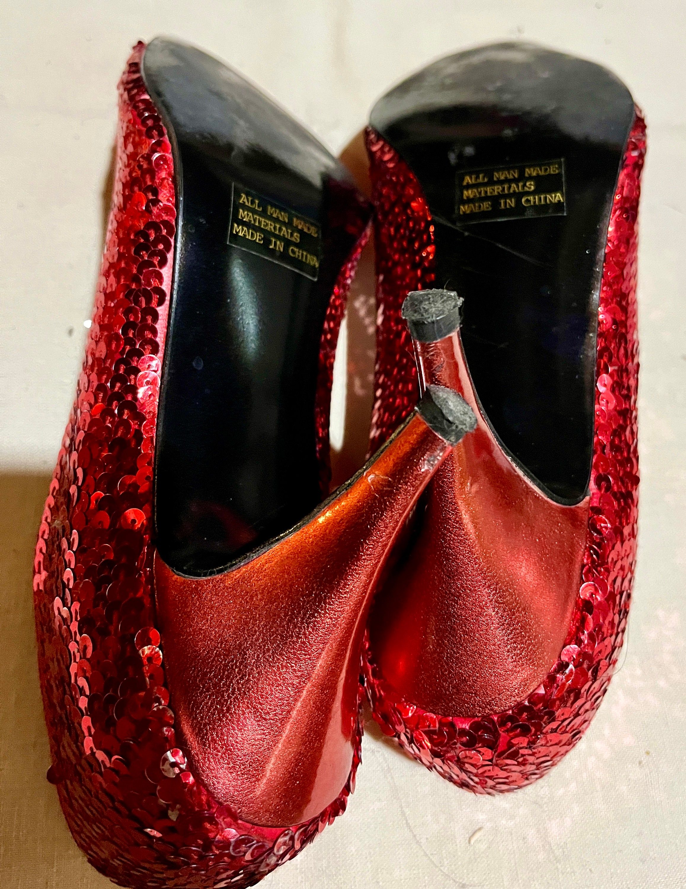 Prom Sparkle Vintage 1990s Red Sequin Evening Pumps Shoes Ruby Slippers ...