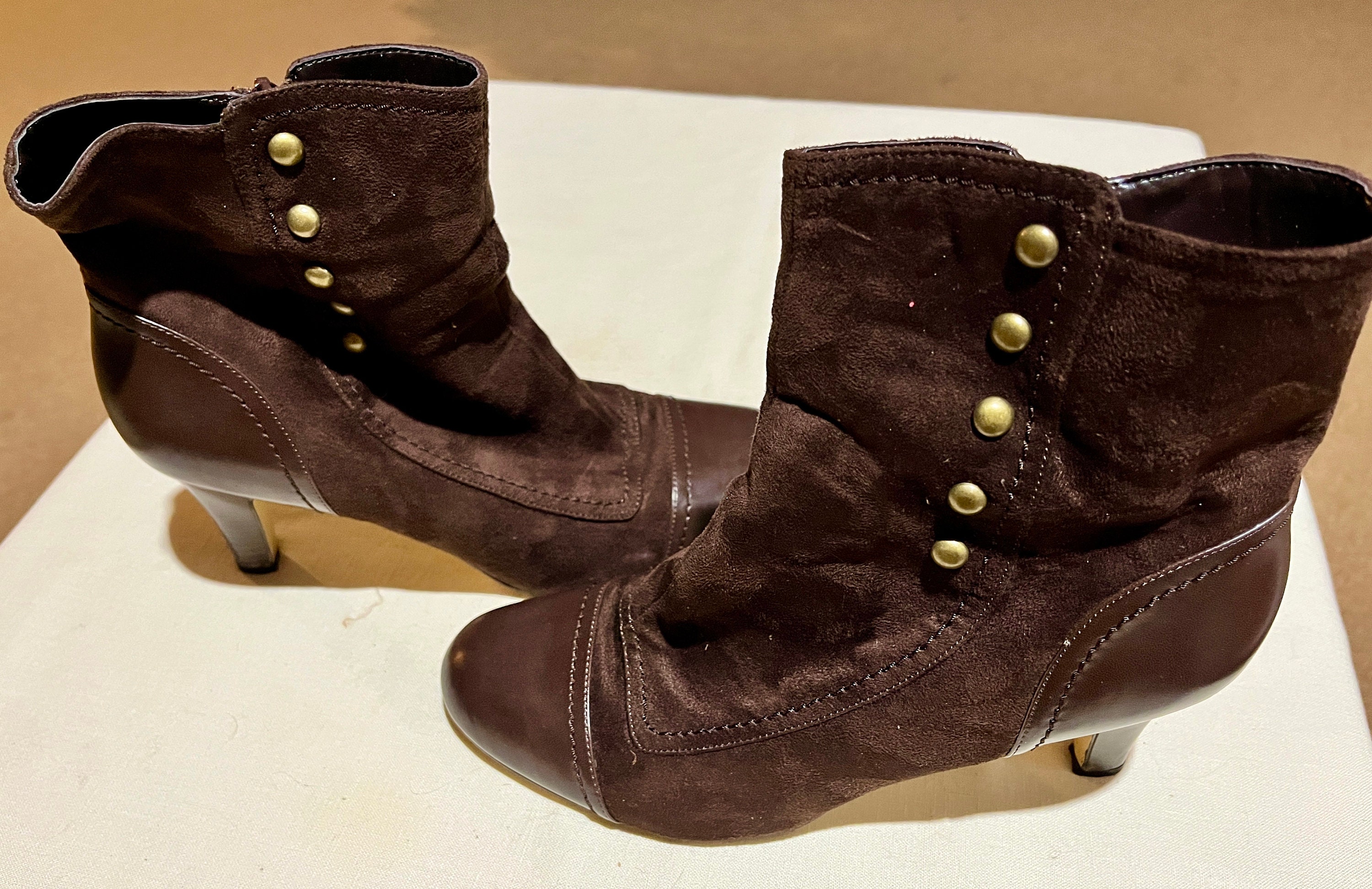 Vintage 1990s Brown Suede Victorian Edwardian Reproduction High Top ...