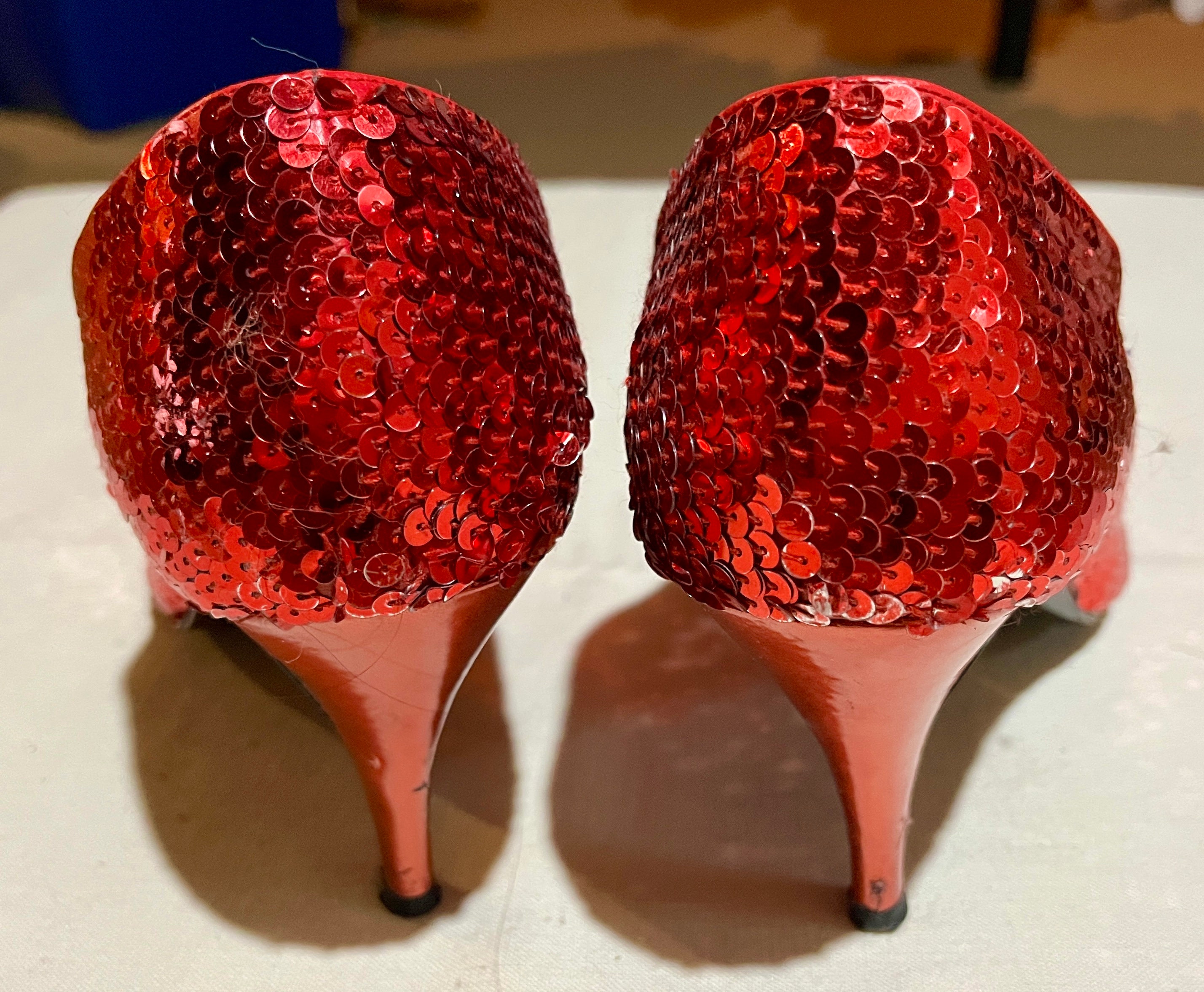Prom Sparkle Vintage 1990s Red Sequin Evening Pumps Shoes Ruby Slippers ...