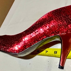 Prom Sparkle Vintage 1990s Red Sequin Evening Pumps Shoes Ruby Slippers ...