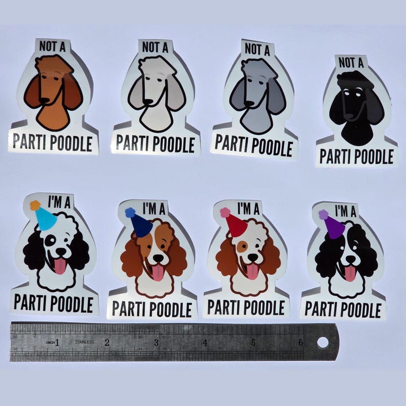Funny Parti Poodle Sticker Pair // Waterproof Vinyl Dog Lover Gift - Etsy