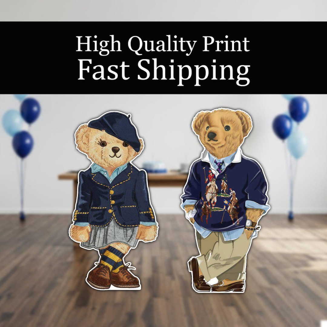 Preppy Teddy Bear Cutouts | Cute Teddy Bear Standee | Bear Cutout Decor ...