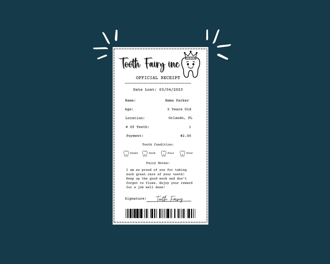 Editable Fairy Receipt Printable | Kids Certificate Keepsake - Etsy