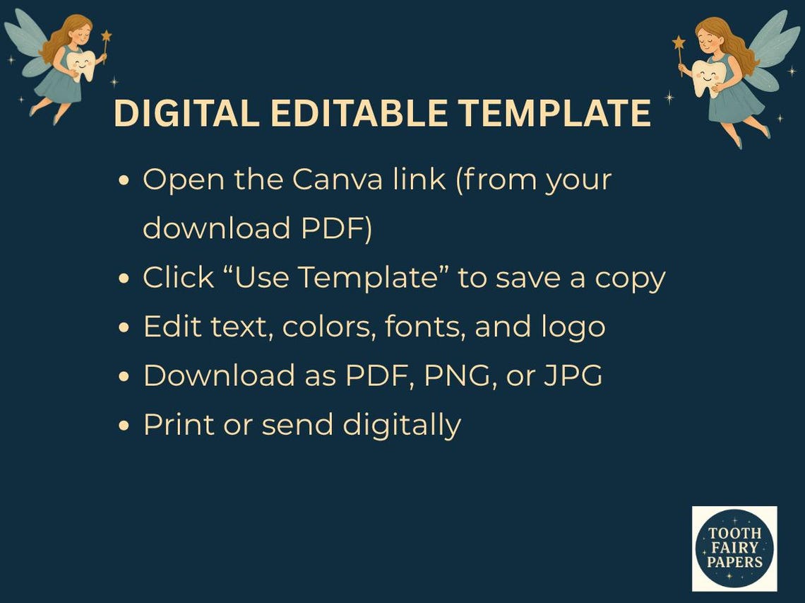 Editable Tooth Fairy Receipt Template: First Tooth Keepsake (canva ...