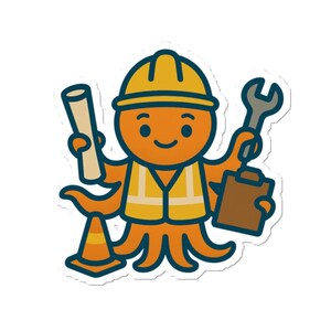 Construction Worker Playful Octopus Profession Sticker Series – Fun ...