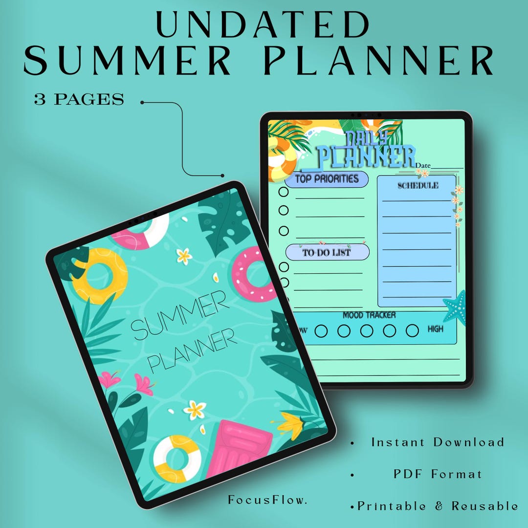Summer Daily Planner Printable: To-do List, Mood & Habit Tracker (PDF ...
