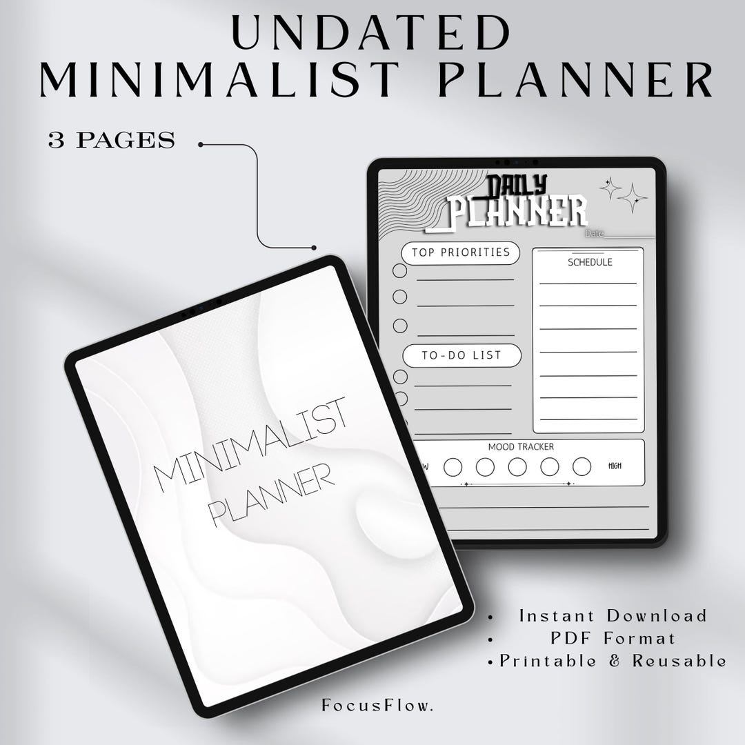Minimalist Daily Planner Printable: Simple To-do List & Schedule (PDF ...