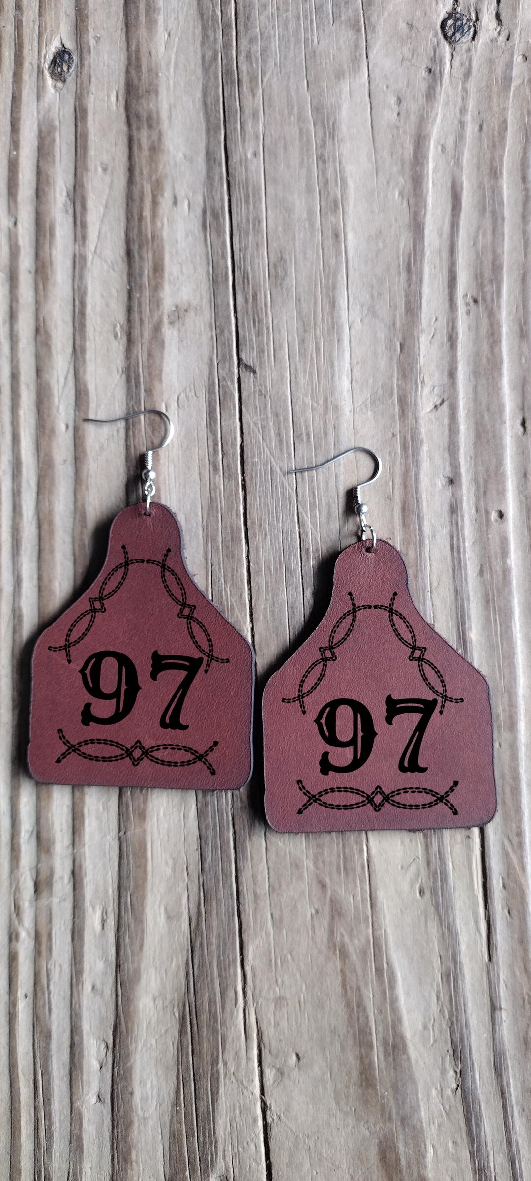 Custom Laser Engraved Cowtag Leather Earrings, Western Earrings, Rodeo ...