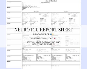 ICU Neuro Nurse Report Sheet, Critical Care Neuro Nurse Report Sheet ...