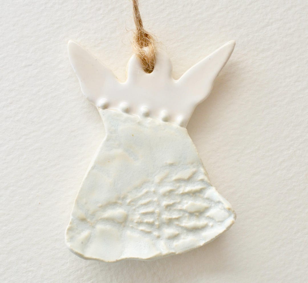 Handmade Ceramic Angel Ornament: Shimmery Blue Skirt ~ Ceramic Angel ...