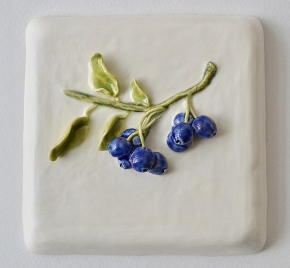 BlueberriesCeramic Fruit TileFruit Wall DecorFruit Wall | Etsy