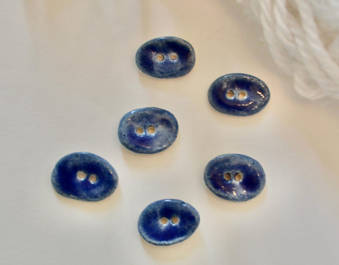 Set of 6 ~baby Buttons~royal Blue Buttons for Baby Sweater~ceramic ...