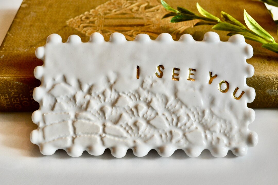 Inspirational Ceramic Word Tile: I See You - White & Gold Wall Art - Etsy