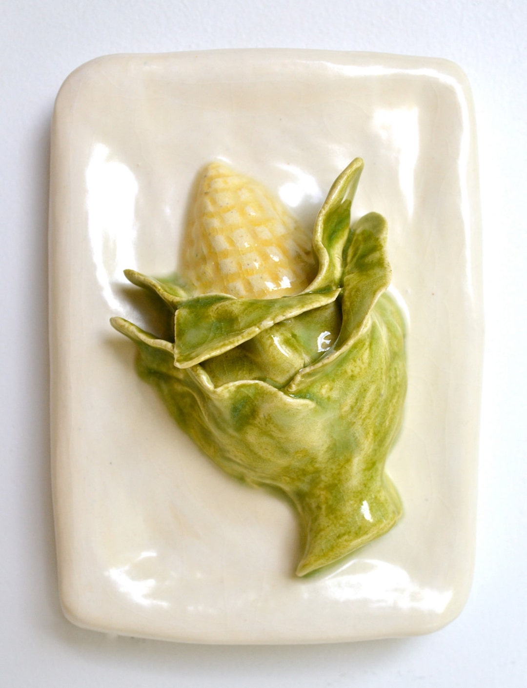 Corn ~ Ceramic Hand Sculpted Vegetable Tile ~ Handmade Tiles ~ Corn Art ...