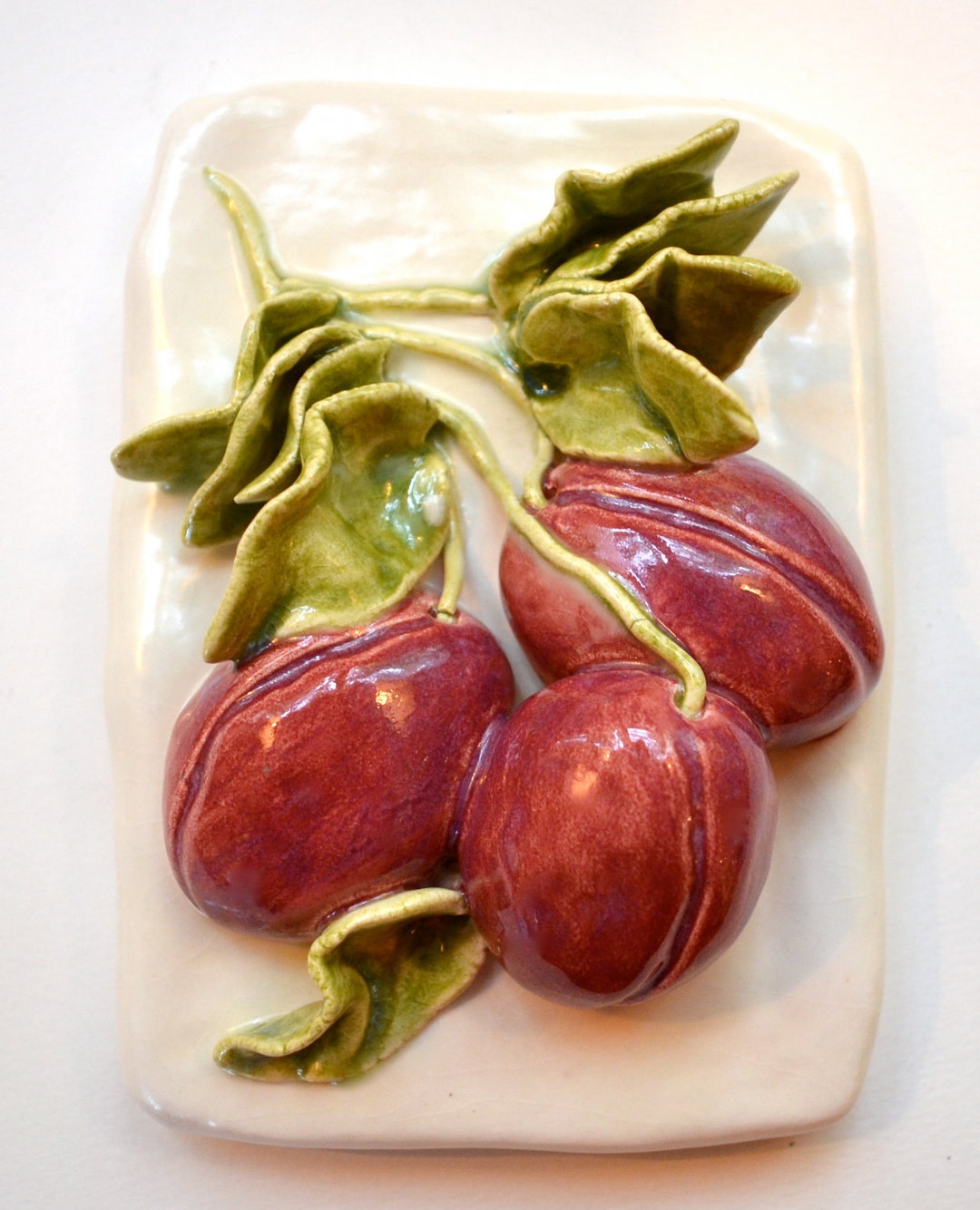 Plums ~ Ceramic Fruit Tile ~ Fruit Wall Decor ~ Fruit Wall Plaques ...