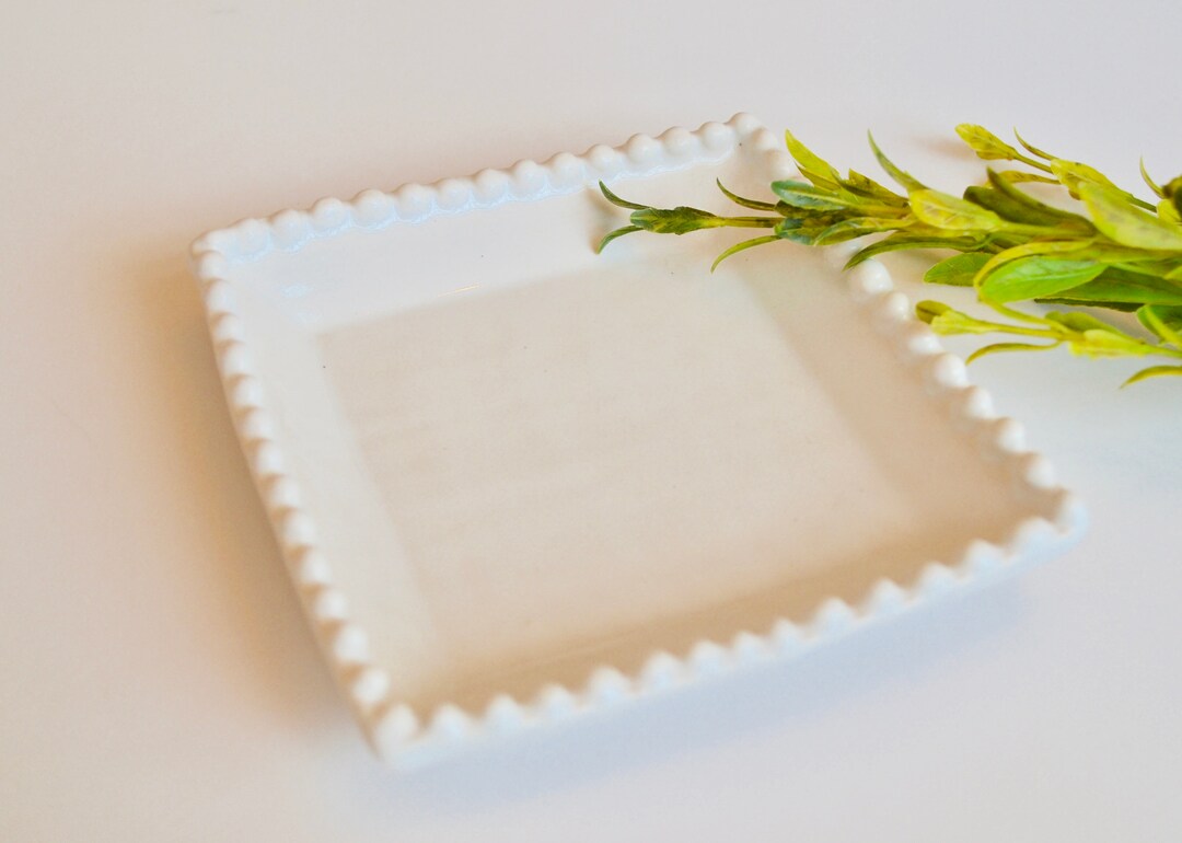 Ceramic Square Dish Handmade Ceramic Tray White Serving Platter Jewelry ...