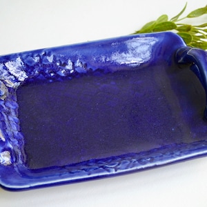 Handmade Cobalt Blue Ceramic Serving Tray With Handles - Etsy