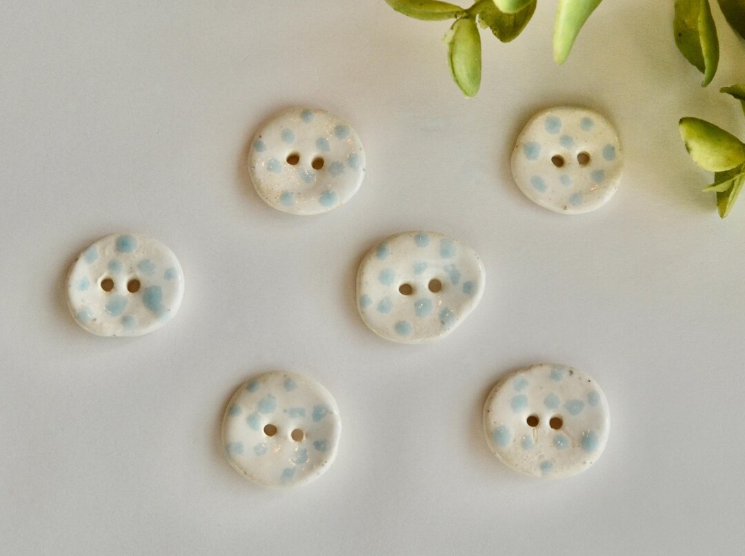 Set of Six ~ Ceramic Buttons Handmade ~ Handmade Buttons ~ Tiny Buttons ...