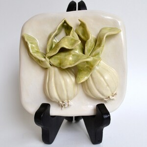 Ceramic Garlic ~ Ceramic Relief Tile ~ Vegetable Art ~ Handmade Tile ...