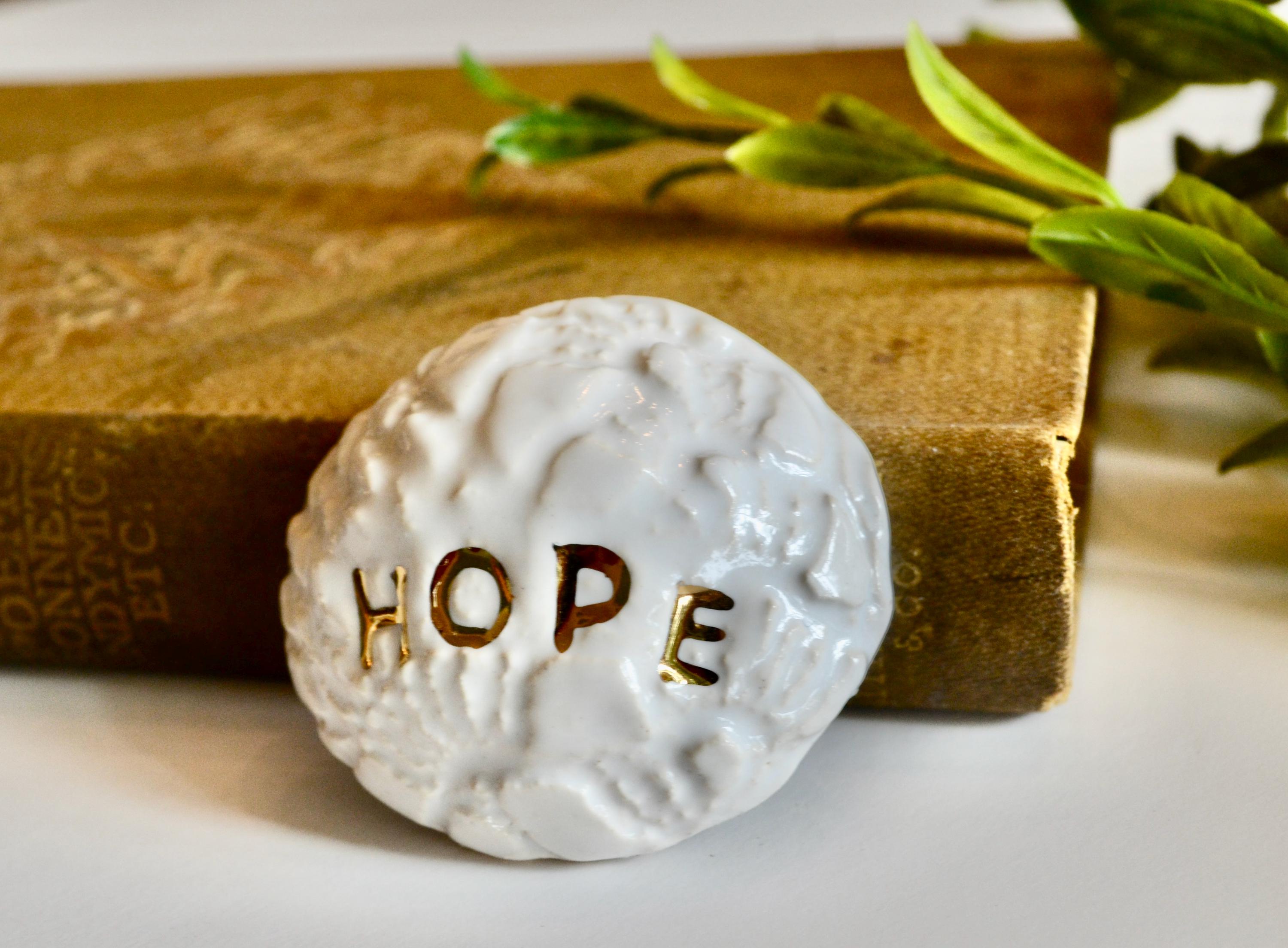 HOPE Ceramic Word Art - White & Gold Inspirational Decor - Etsy
