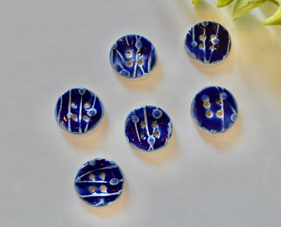 Set of 6 ~blue Buttons~royal Blue Buttons for Baby Sweater~ceramic ...