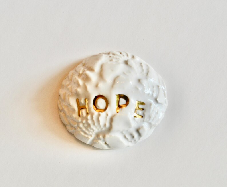 HOPE Ceramic Word Art - White & Gold Inspirational Decor - Etsy