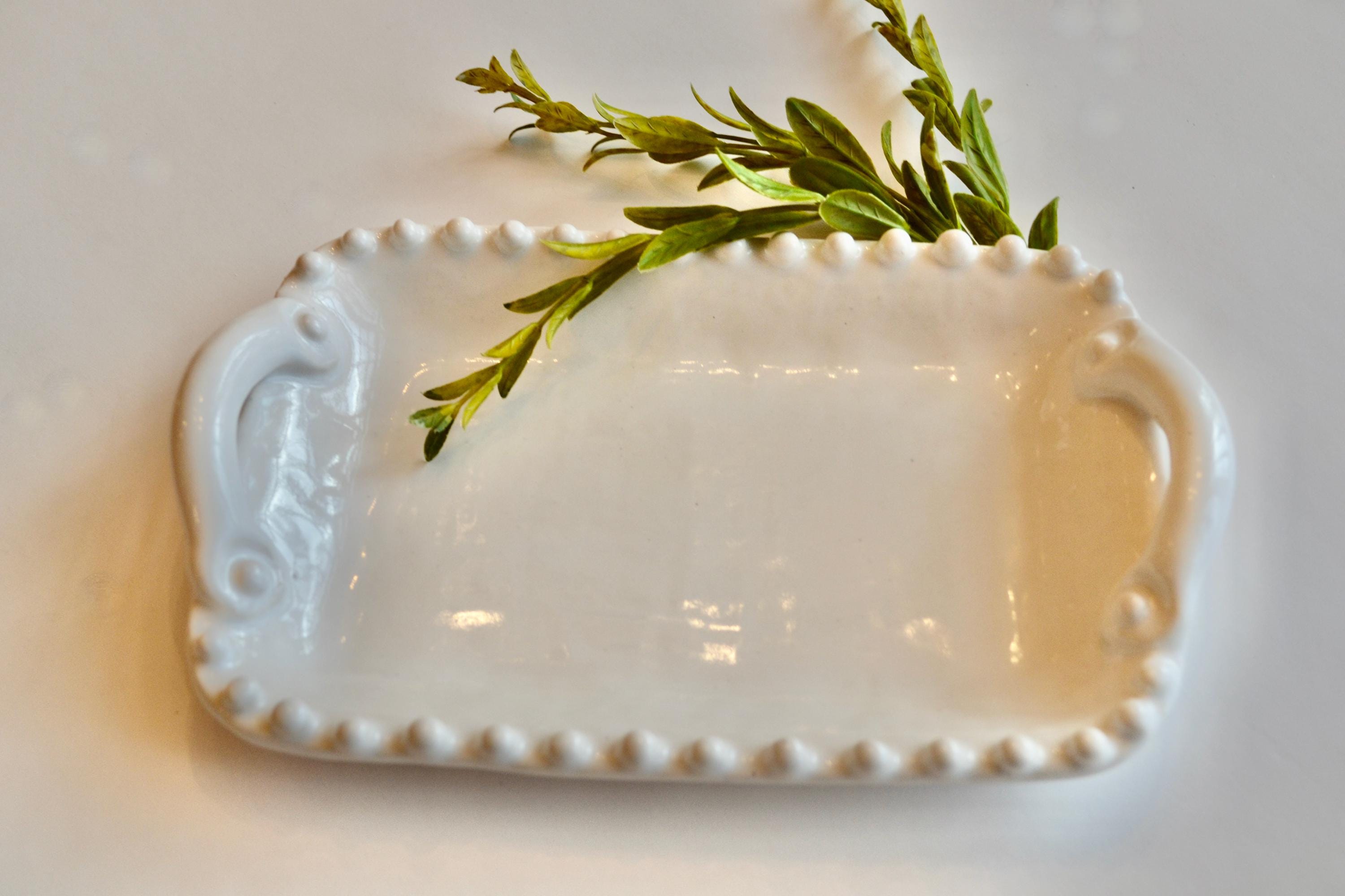 Handmade White Ceramic Serving Platter: Elegant Relish Tray With ...