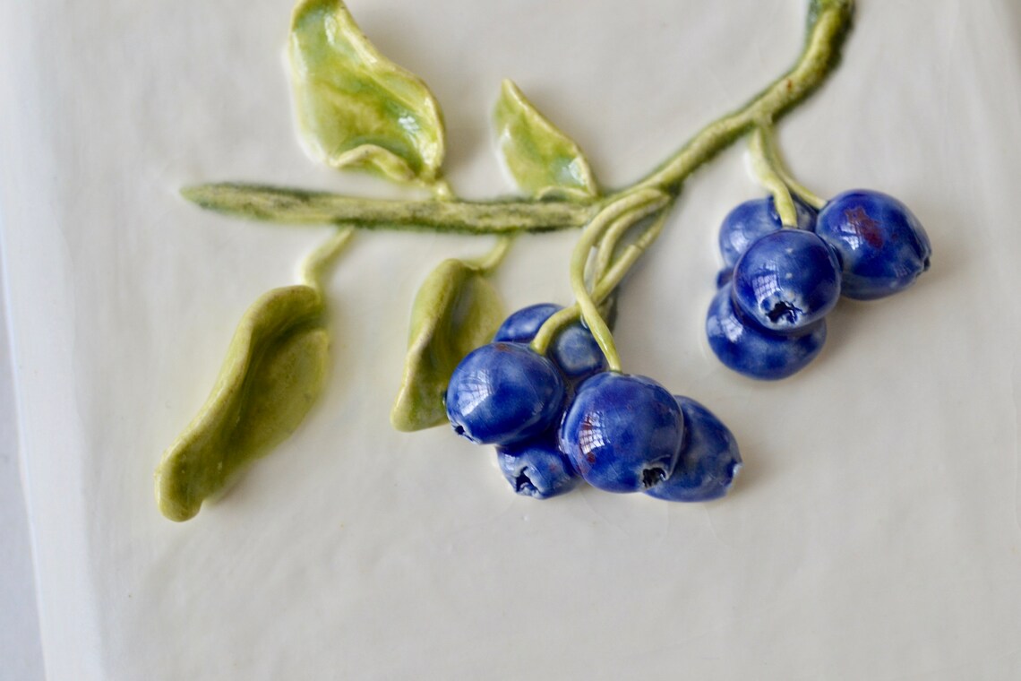 BlueberriesCeramic Fruit TileFruit Wall DecorFruit Wall | Etsy