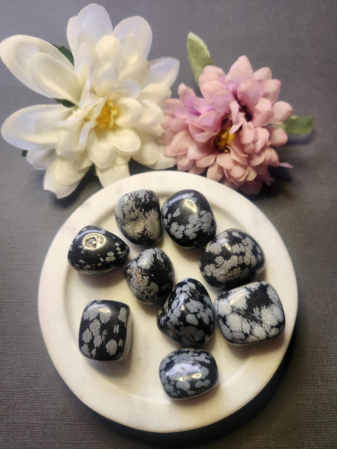 Snowflake Obsidian Tumbled Crystal Stone – Polished Healing Crystal for ...