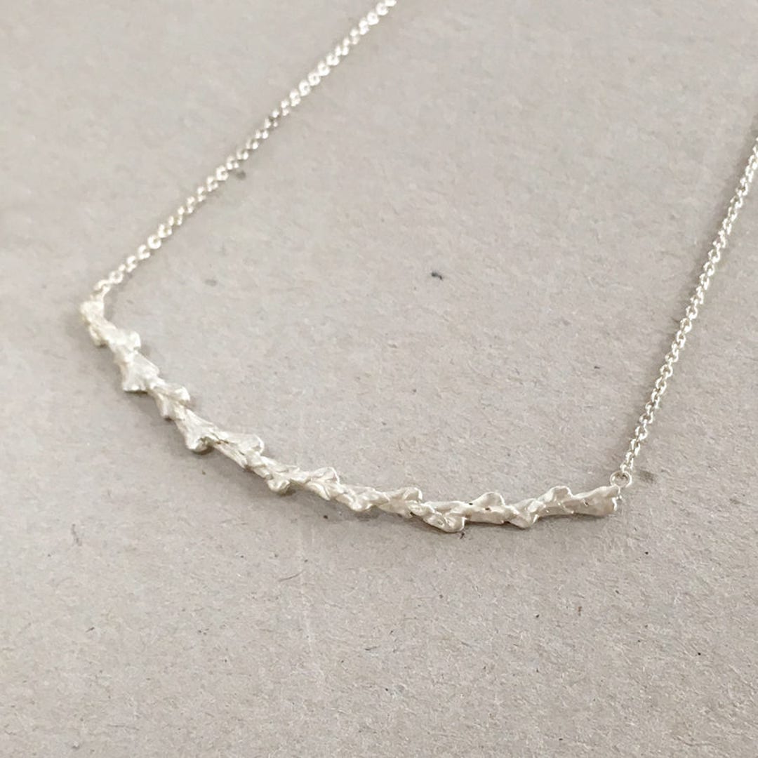 Conifer Leaf Curve Necklace, Twig Curve Necklace, Organic Shape ...