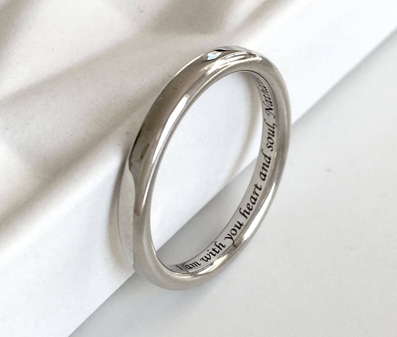 Personalised Silver Wedding Band With Custom Engraving 3mm Band - Etsy