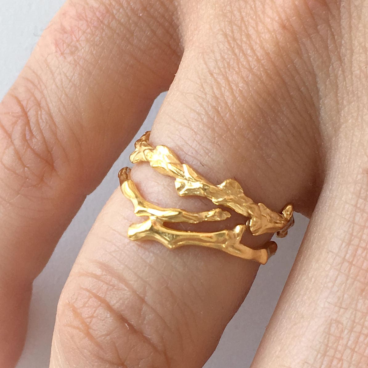 Twig Ring Stacking Rings Multibuy Discount Conifer Leaf Band | Etsy