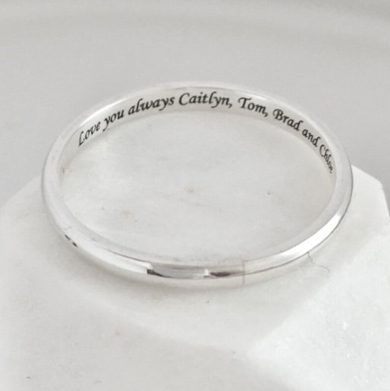 Personalised Silver Wedding Band With Custom Engraving 3mm - Etsy