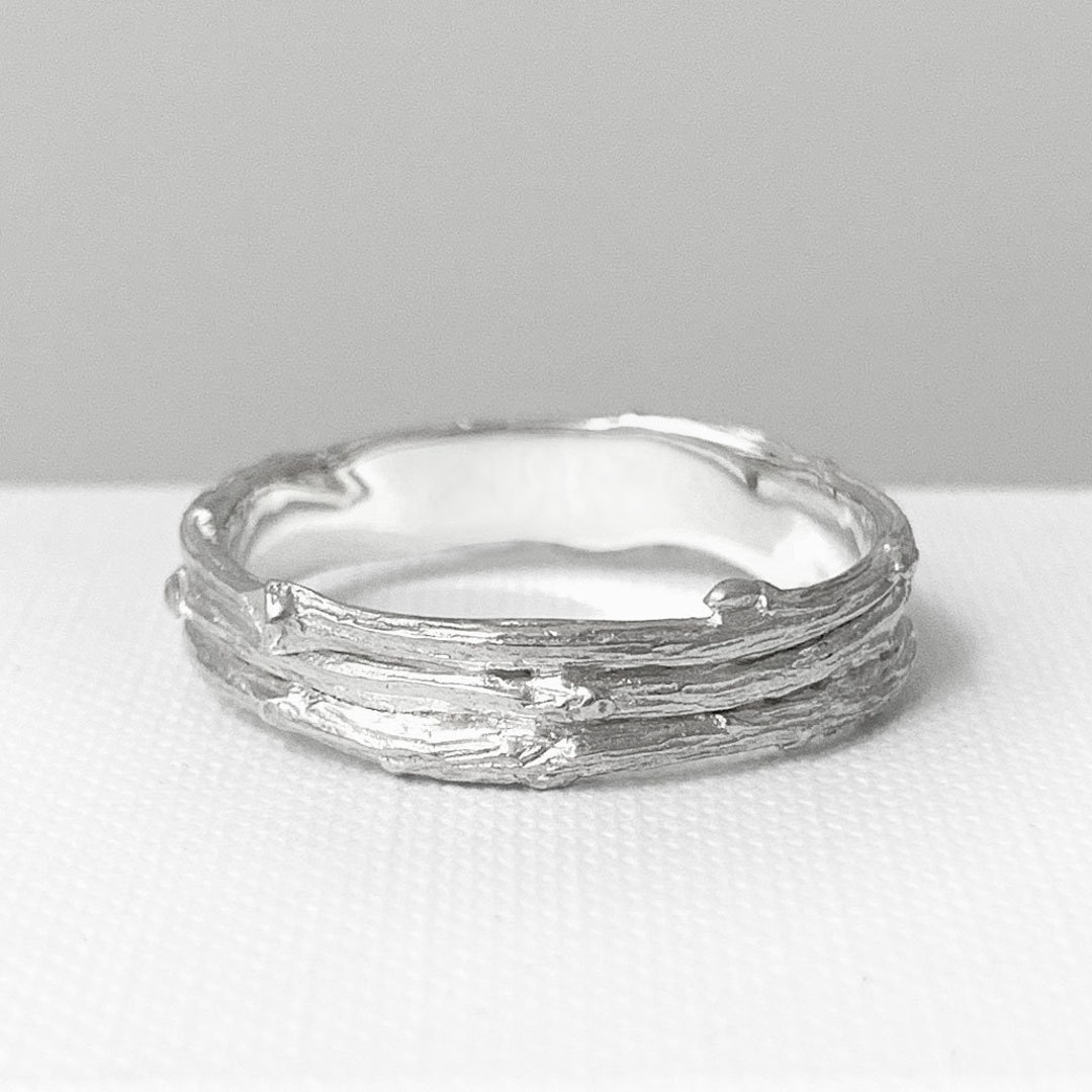 Willow Twig Triple Branch Ring, Alternative Wedding Band for Him or Her ...