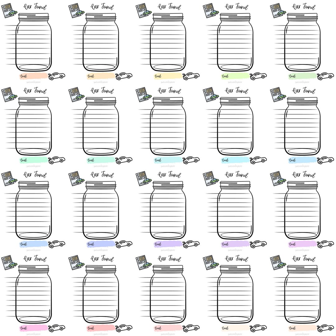 Car Fund Tracker – Printable Budget Jar | 20 Color Options | Vehicle ...