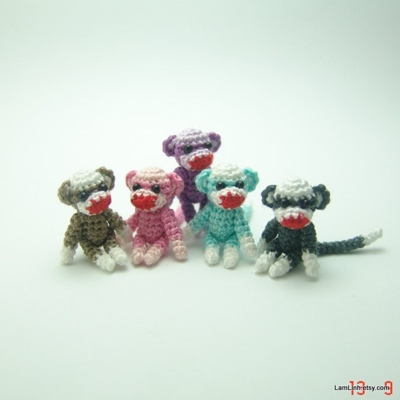 1 Inch Miniature Colorful Sock Monkey Tiny Amigurumi Crochet - Etsy