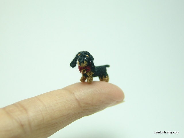 0.4 Inch Miniature Black Dachshund Dog Micro Amigurumi - Etsy