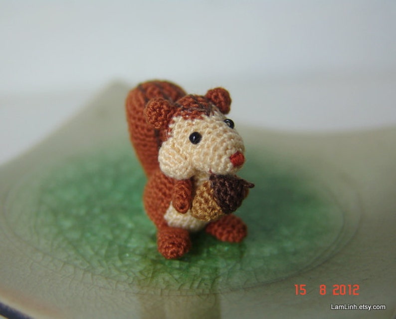 Miniature Animal 1.2 Inch Tall Mini Crochet Squirrel and - Etsy
