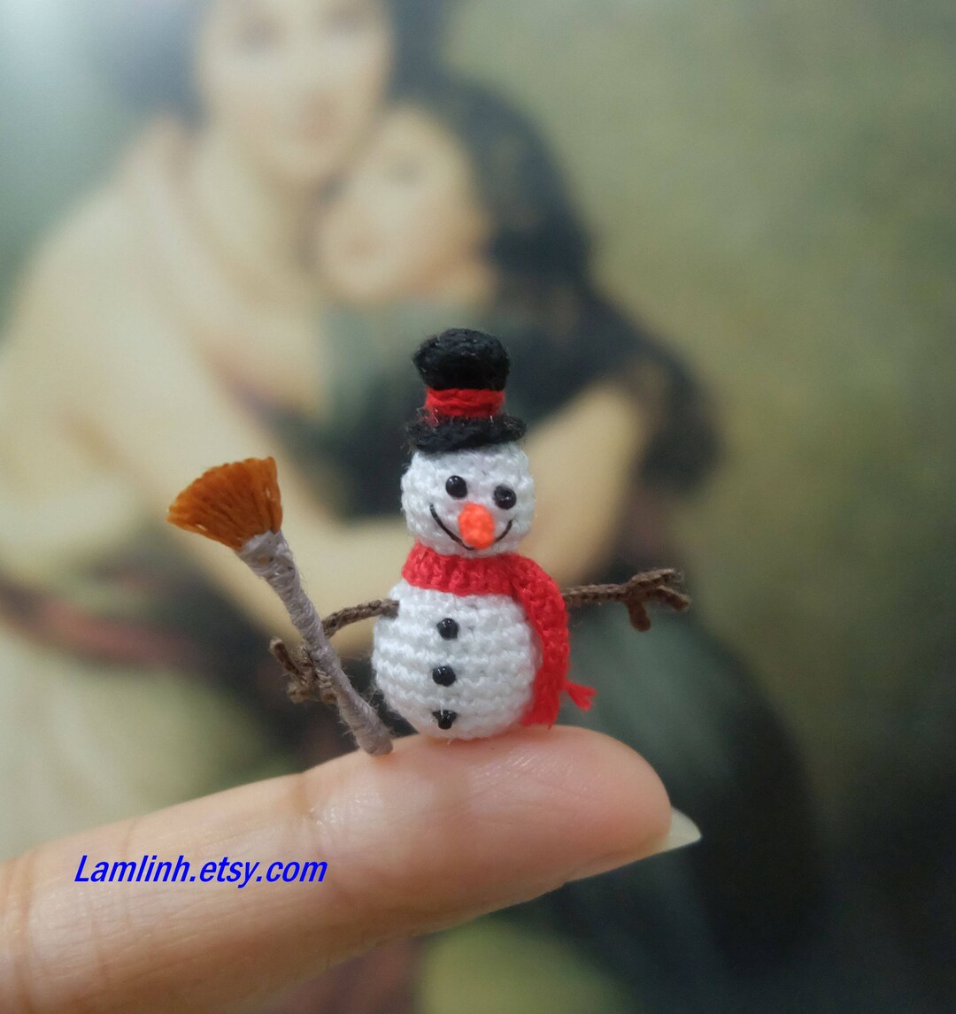 1 Inch Miniature Snowman, Tiny Amigurumi Crochet Snowman, Christmas ...