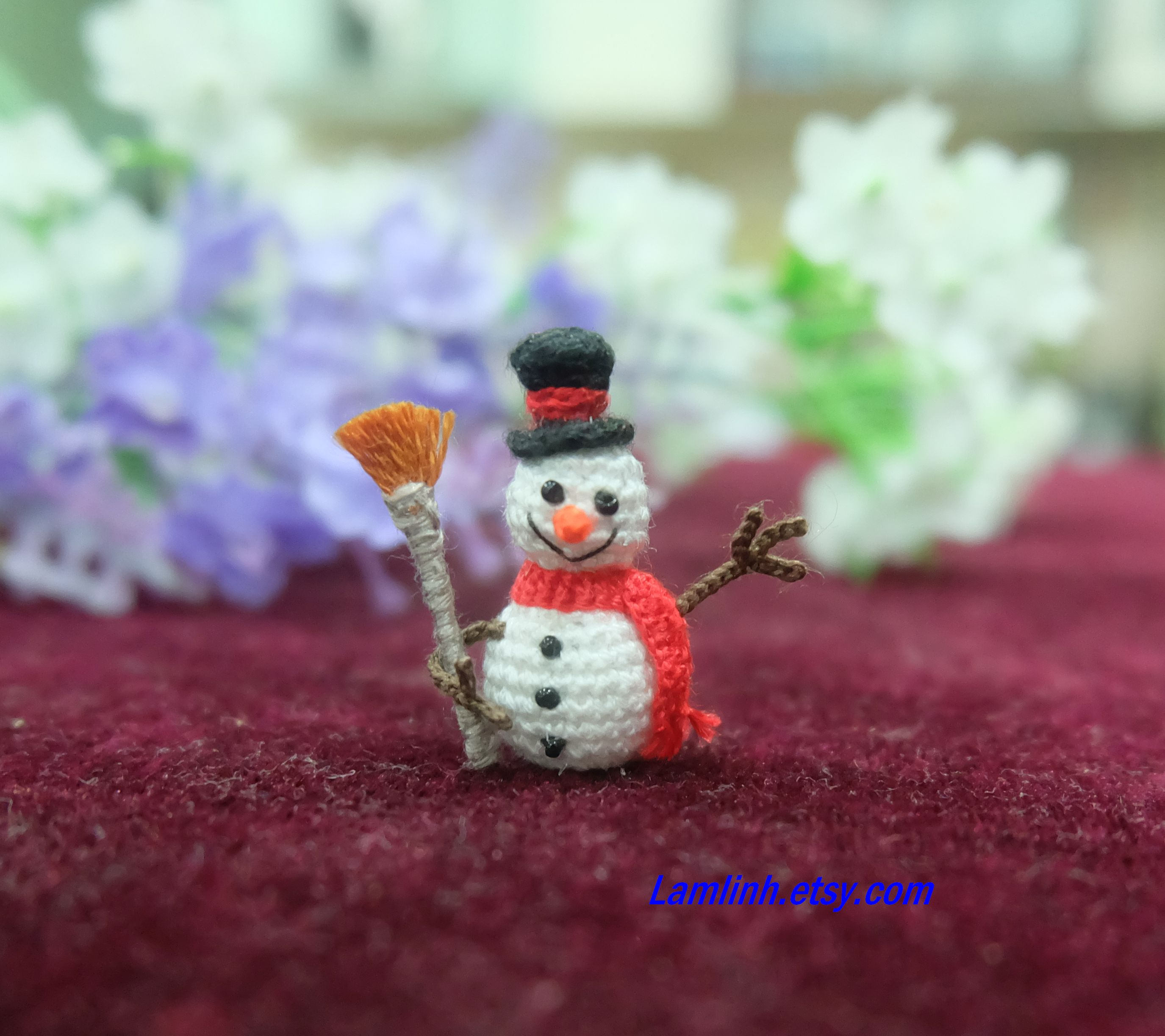 1 Inch Miniature Snowman Tiny Amigurumi Crochet Snowman - Etsy