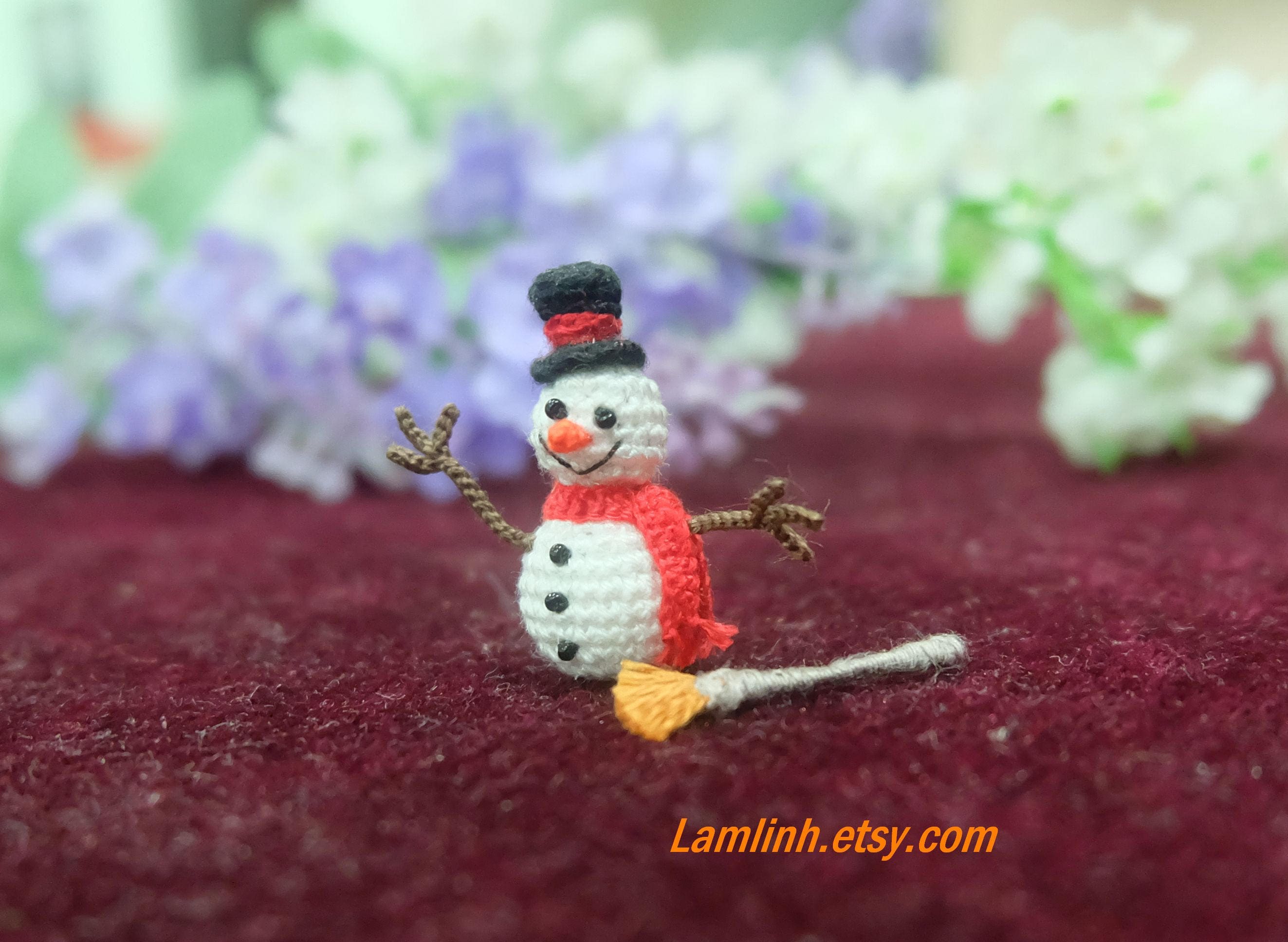 1 Inch Miniature Snowman Tiny Amigurumi Crochet Snowman - Etsy