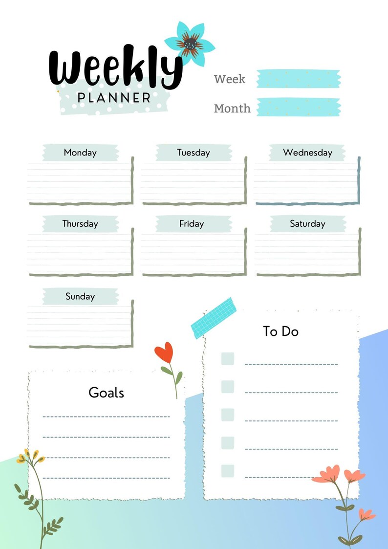Weekly Planner Printable Minimalist Weekly Planner PDF, Weekly ...
