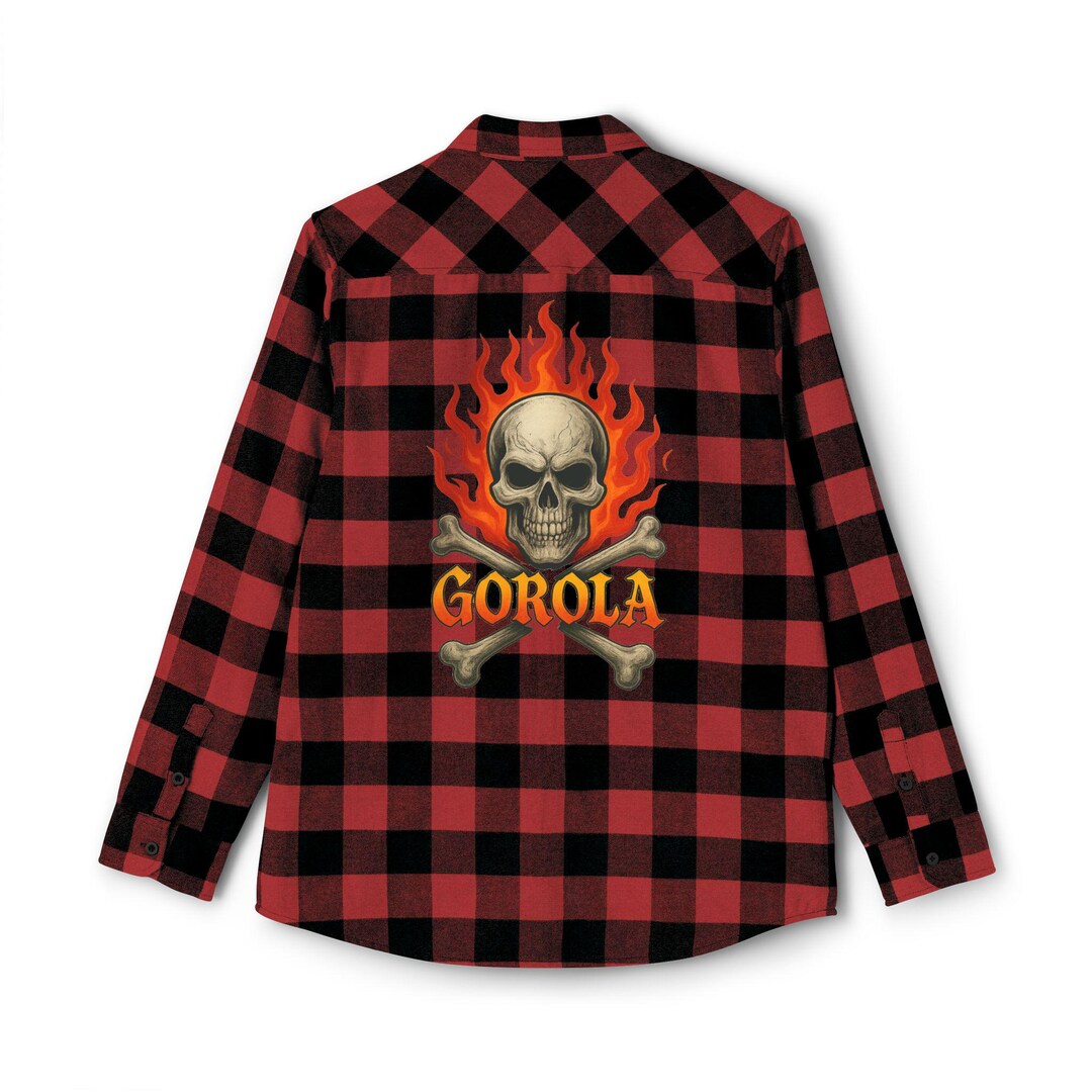 GOROLA Flaming Skull Flannel Shirt | Plaid Lumberjack Style - Etsy