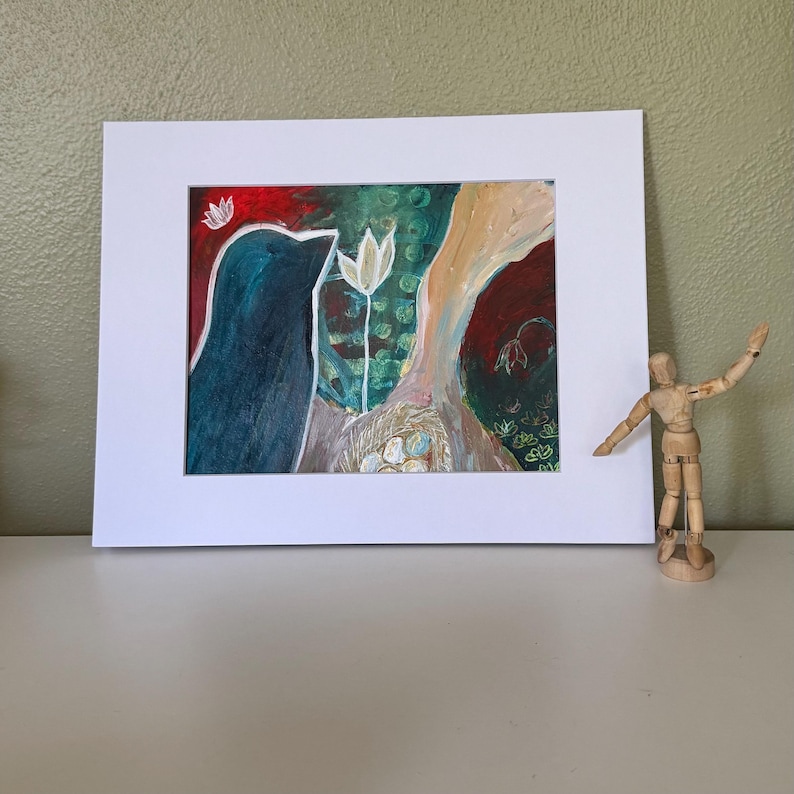 The Nestkeeper - A 8x10 Painting of a Bird Tending Her Nest Beneath ...
