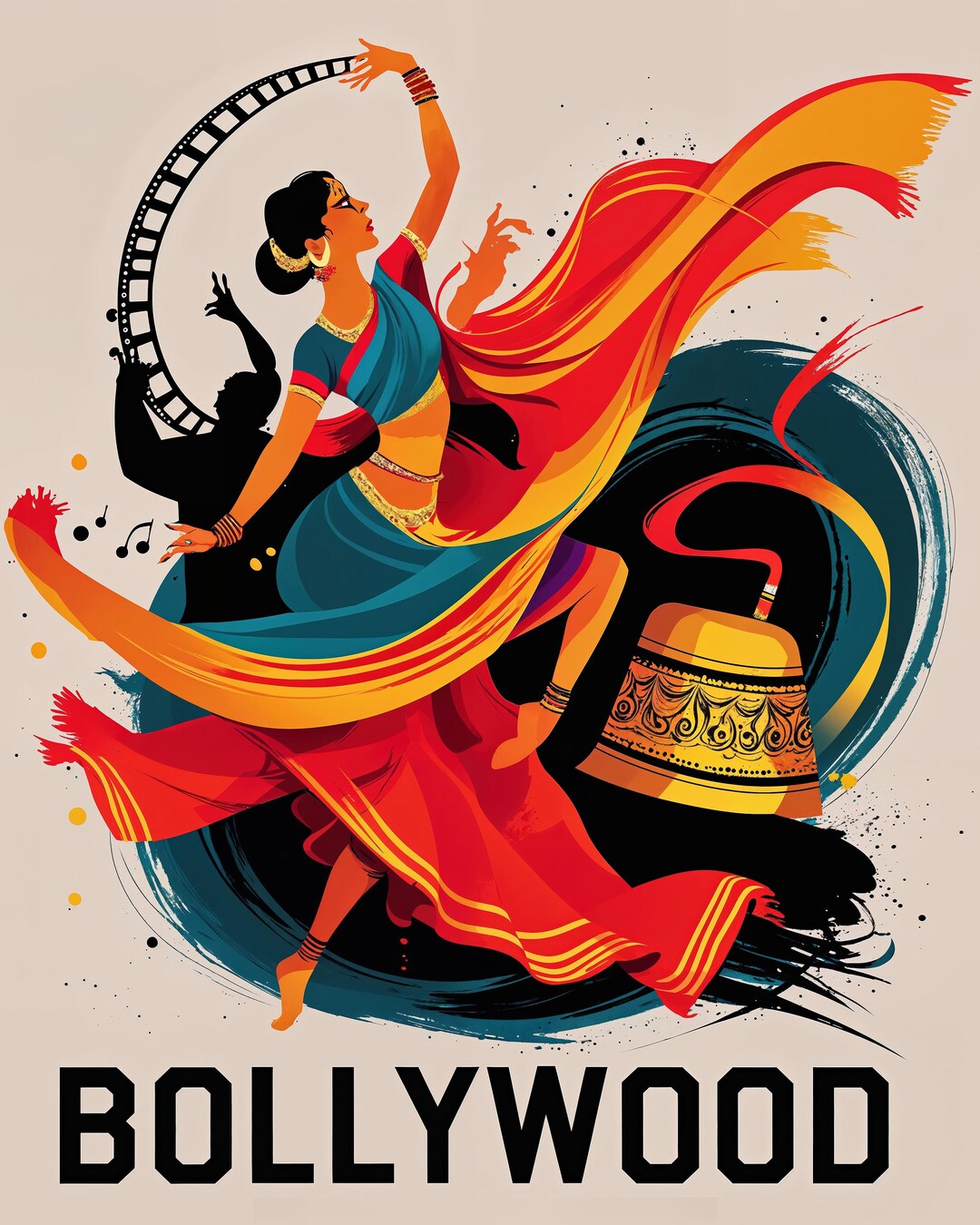 Wall Art | Bold Bollywood Abstract Painting | Indian Cinema Print ...