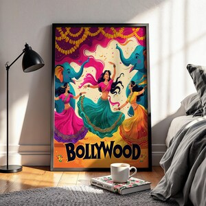 Whimsical Bollywood Art | Colorful Indian Dance Poster | Indian Cinema ...