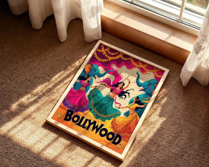 Whimsical Bollywood Art | Colorful Indian Dance Poster | Indian Cinema ...