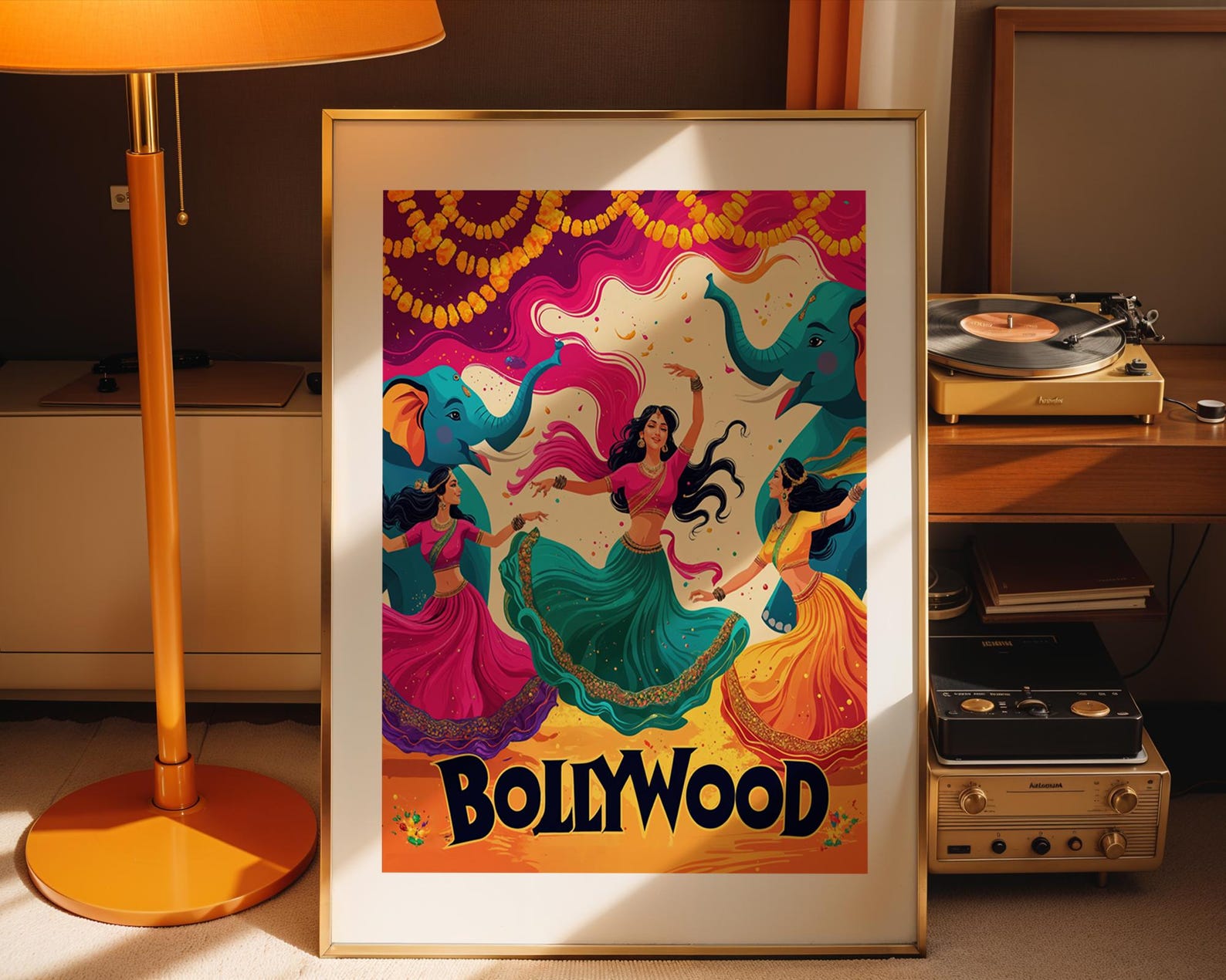 Whimsical Bollywood Art | Colorful Indian Dance Poster | Indian Cinema ...