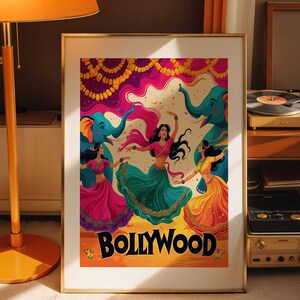 Whimsical Bollywood Art | Colorful Indian Dance Poster | Indian Cinema ...